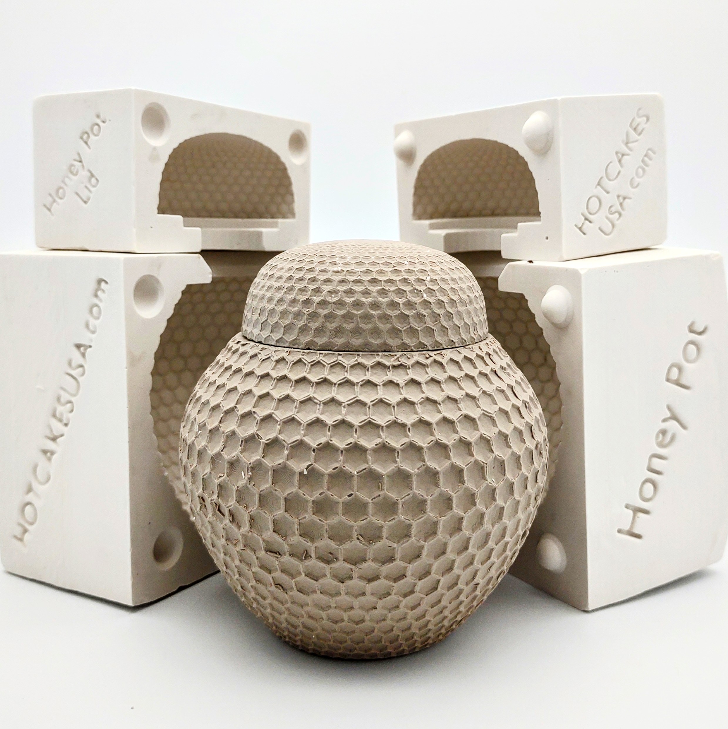 3.5" Honeycomb Hexagonal Beehive Stash Jar Mold Slip Casting plaster ...