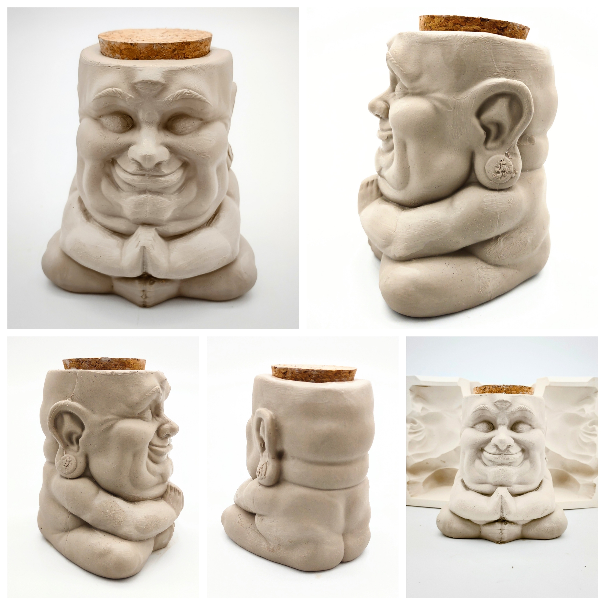 Buddha Stash Jar Mold Slip Casting plaster mold - HotCakesUSA