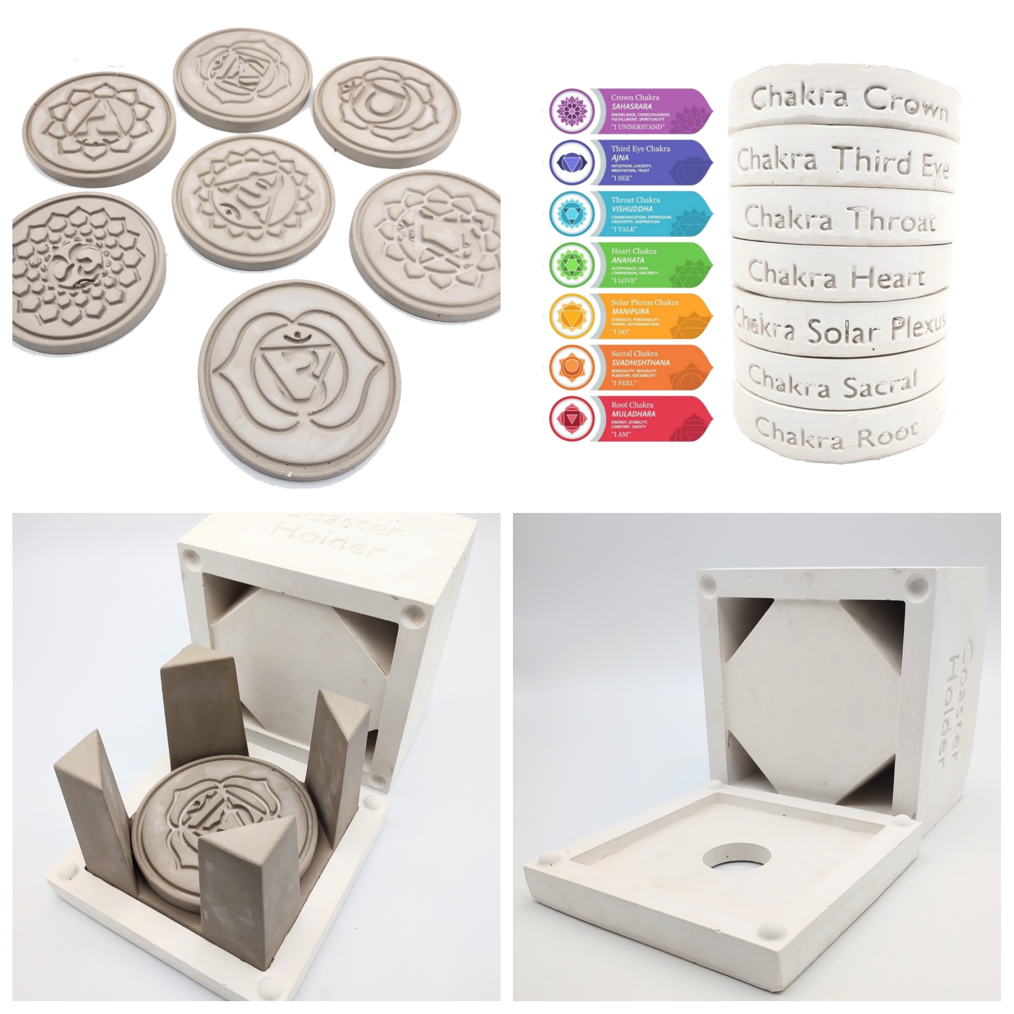 Chakra Coaster Mold Set 7pc plaster slip casting ceramic molds ...