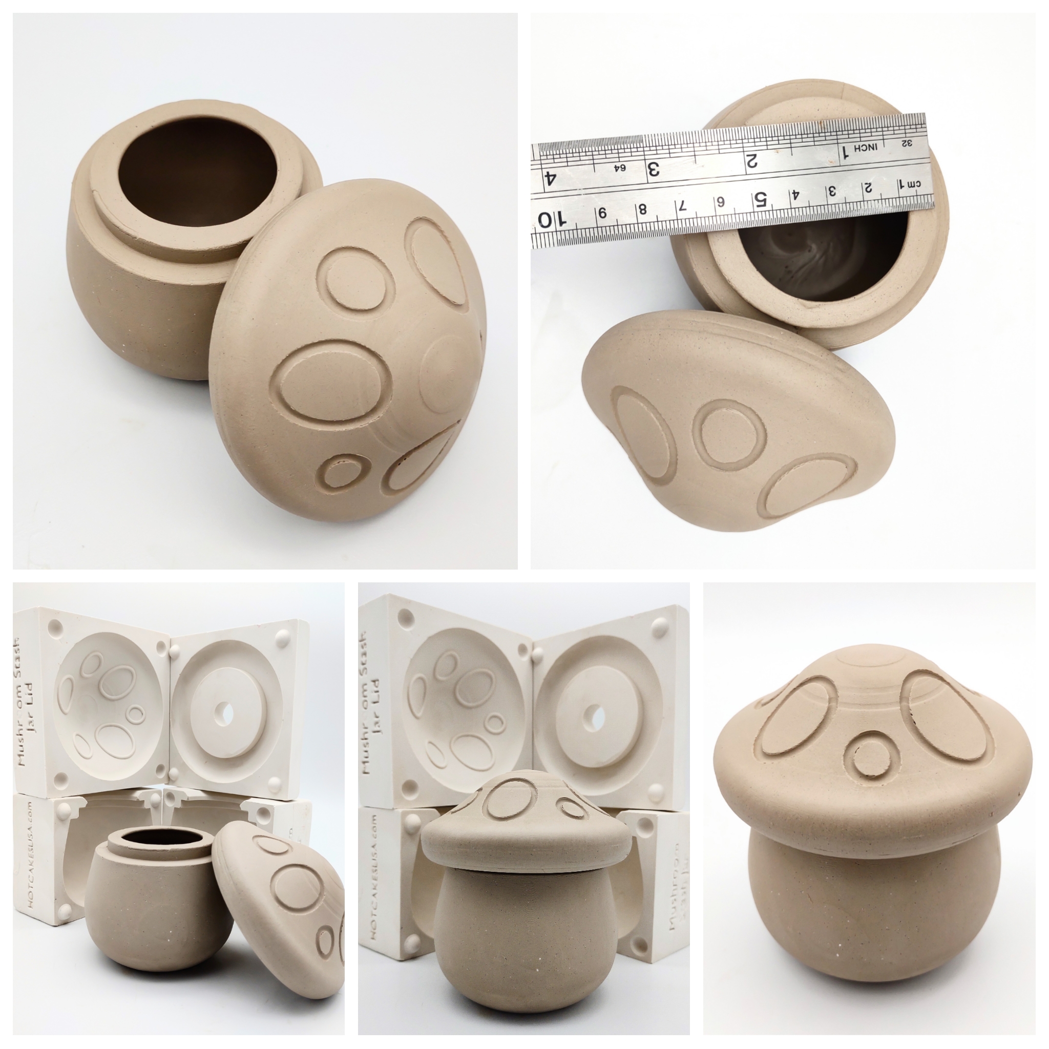 Mushroom Top Stash Jar Mold Ceramic Plaster Slip Casting Molds ...