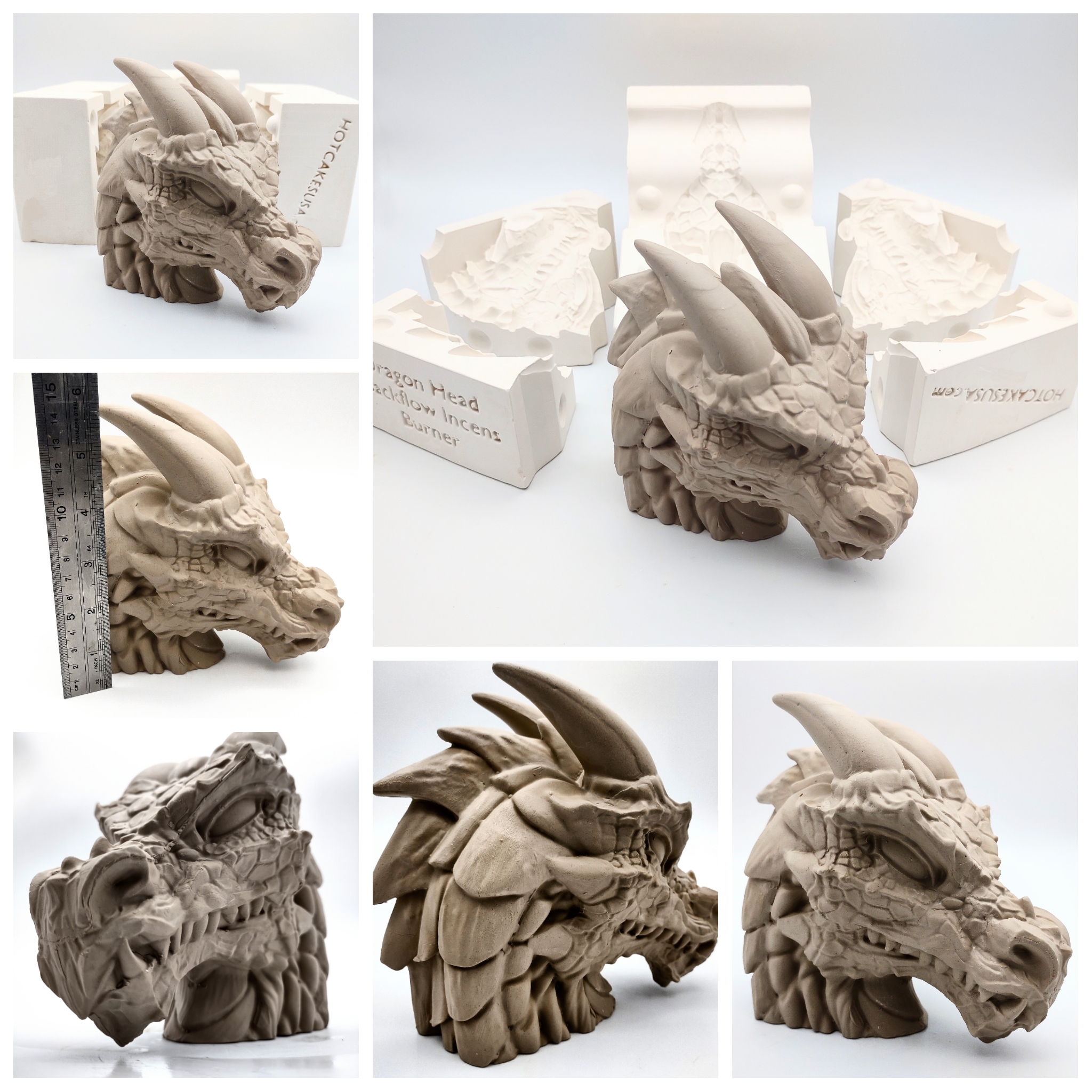6" Dragon Head Plaster Slip Casting Ceramic Mold - HotCakesUSA