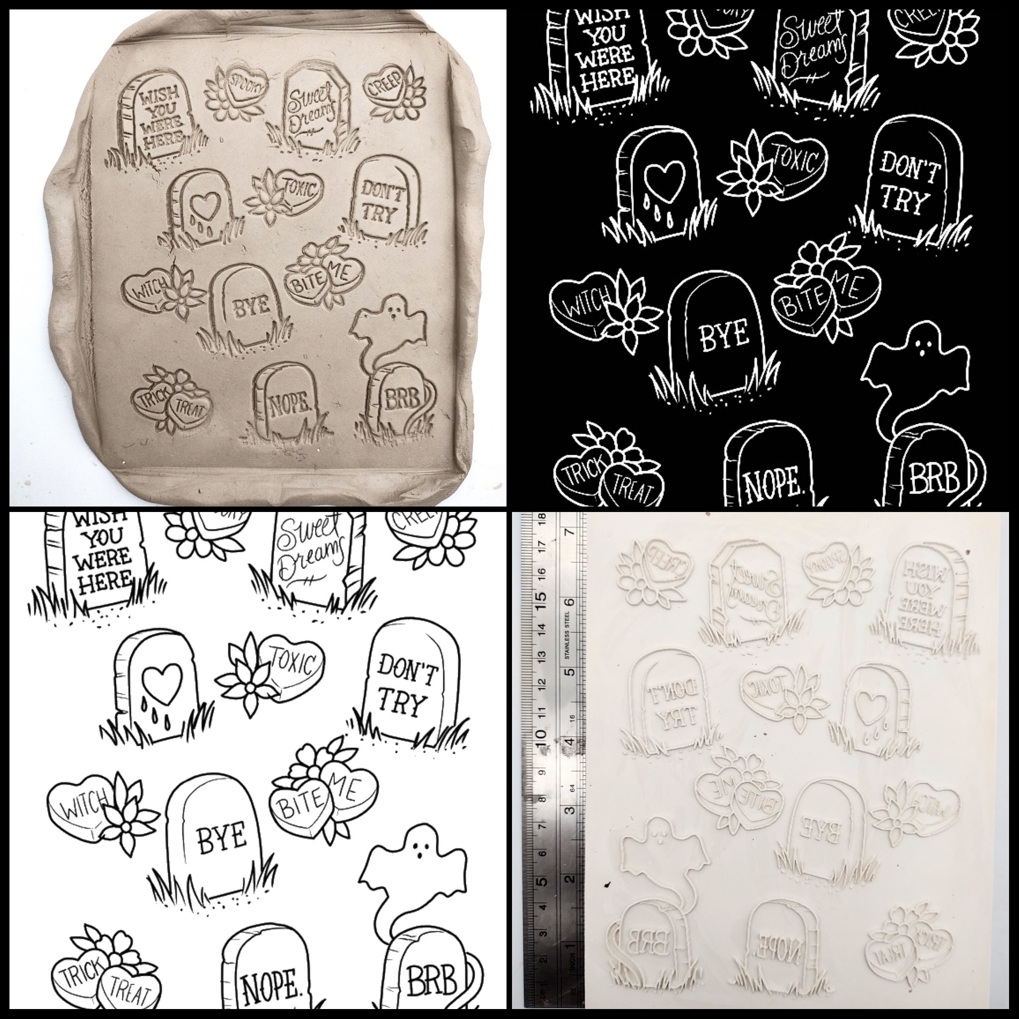 Graveyard Jokes 2 Spooky grave Halloween horror Clay Flash Mold plaster ...