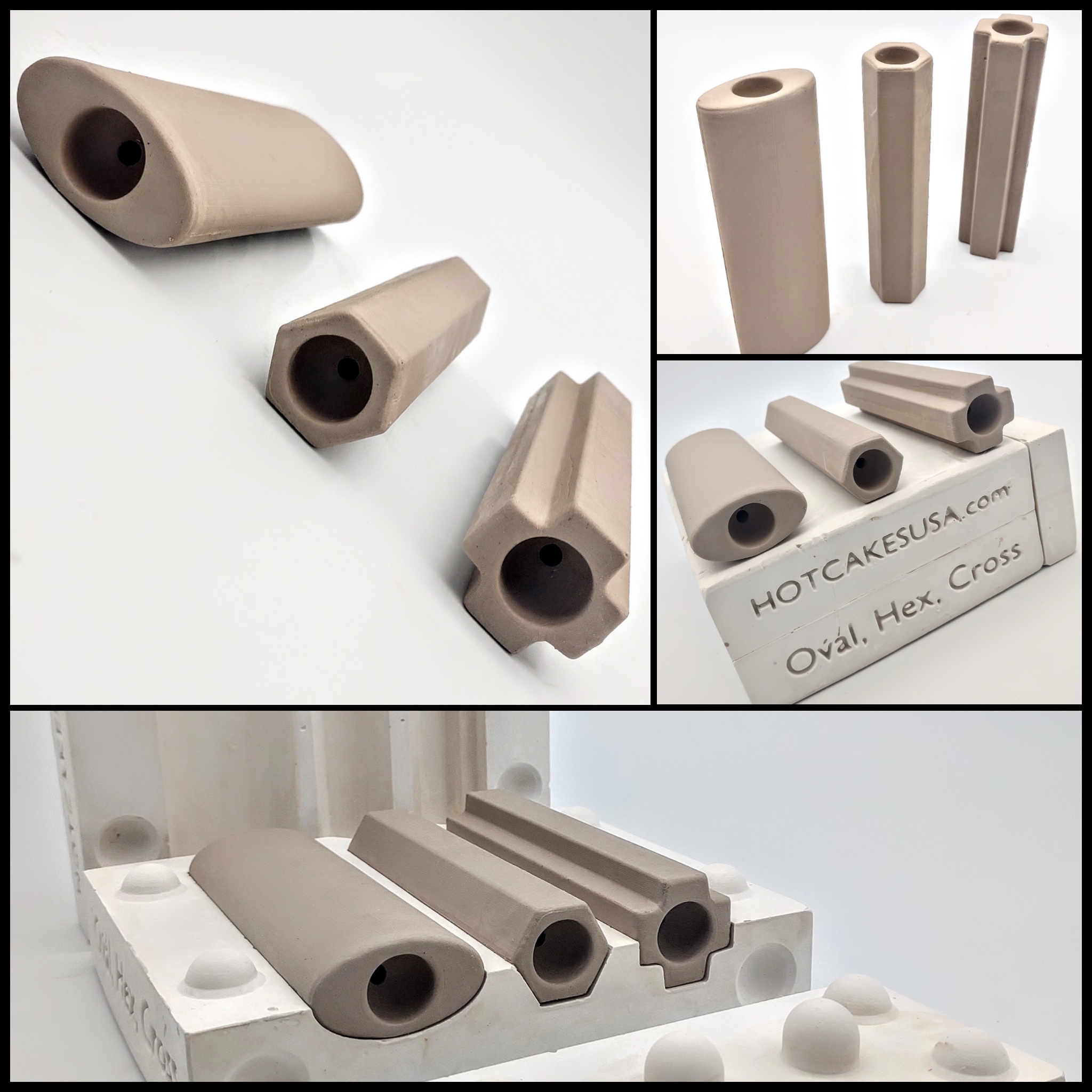 3in1 Hex Oval Cross Shapes Chillum Pipes Mold Ceramic Slip Casting ...