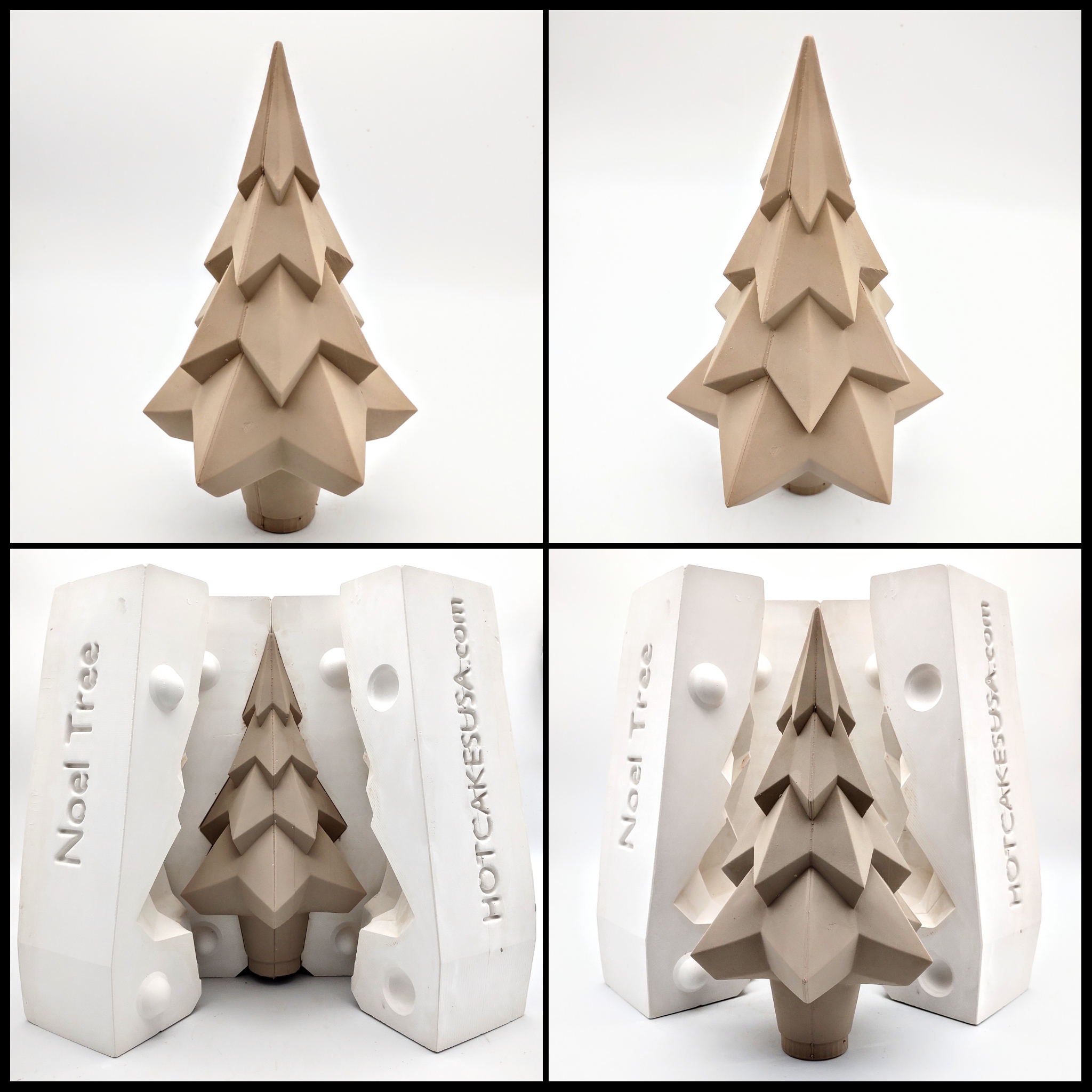 9" Modern Noel Tree Mold Ceramic Slip Casting Plaster Moulds stand ...