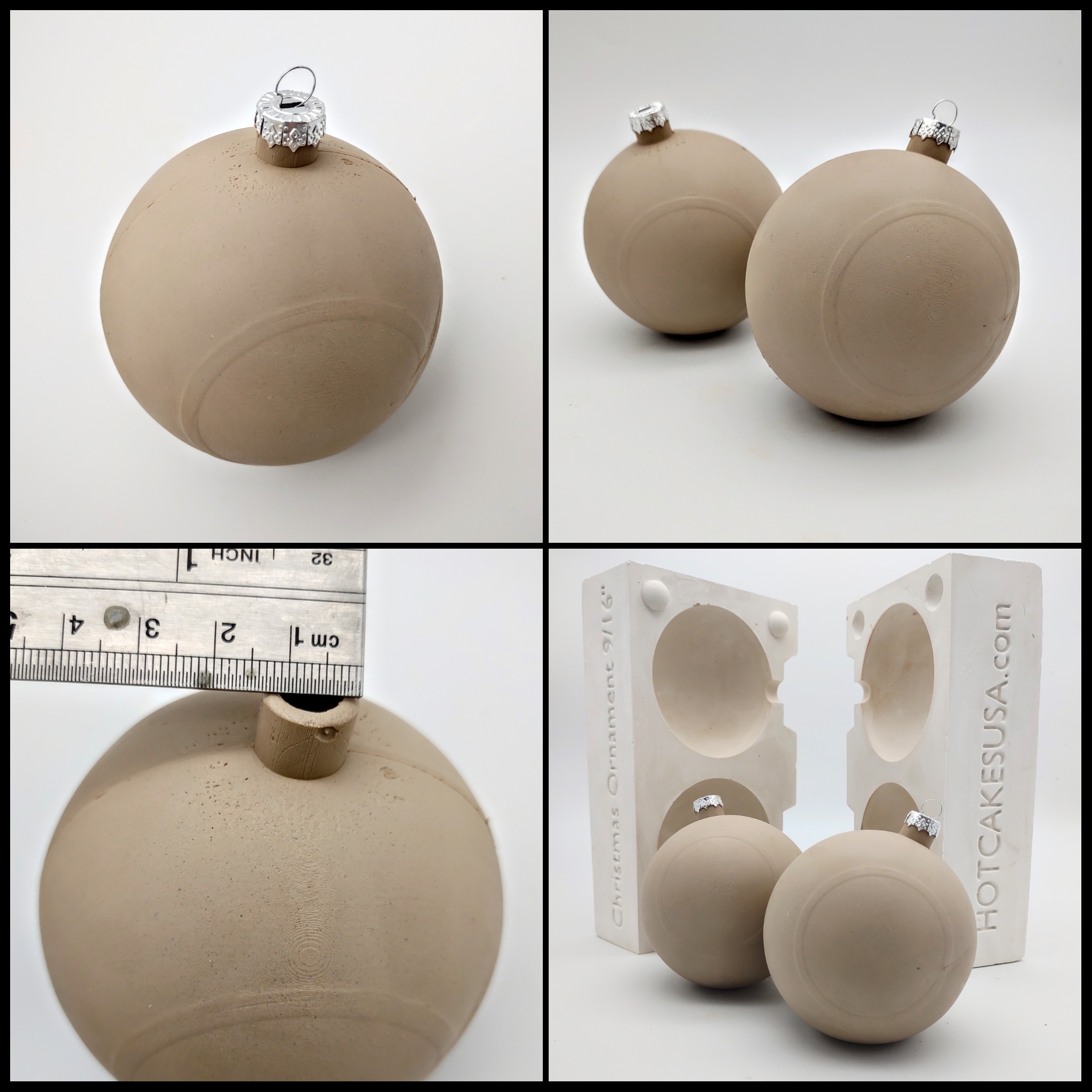 3" Round Ornaments Mold Ceramic Slip Casting Plaster Moulds fits ...