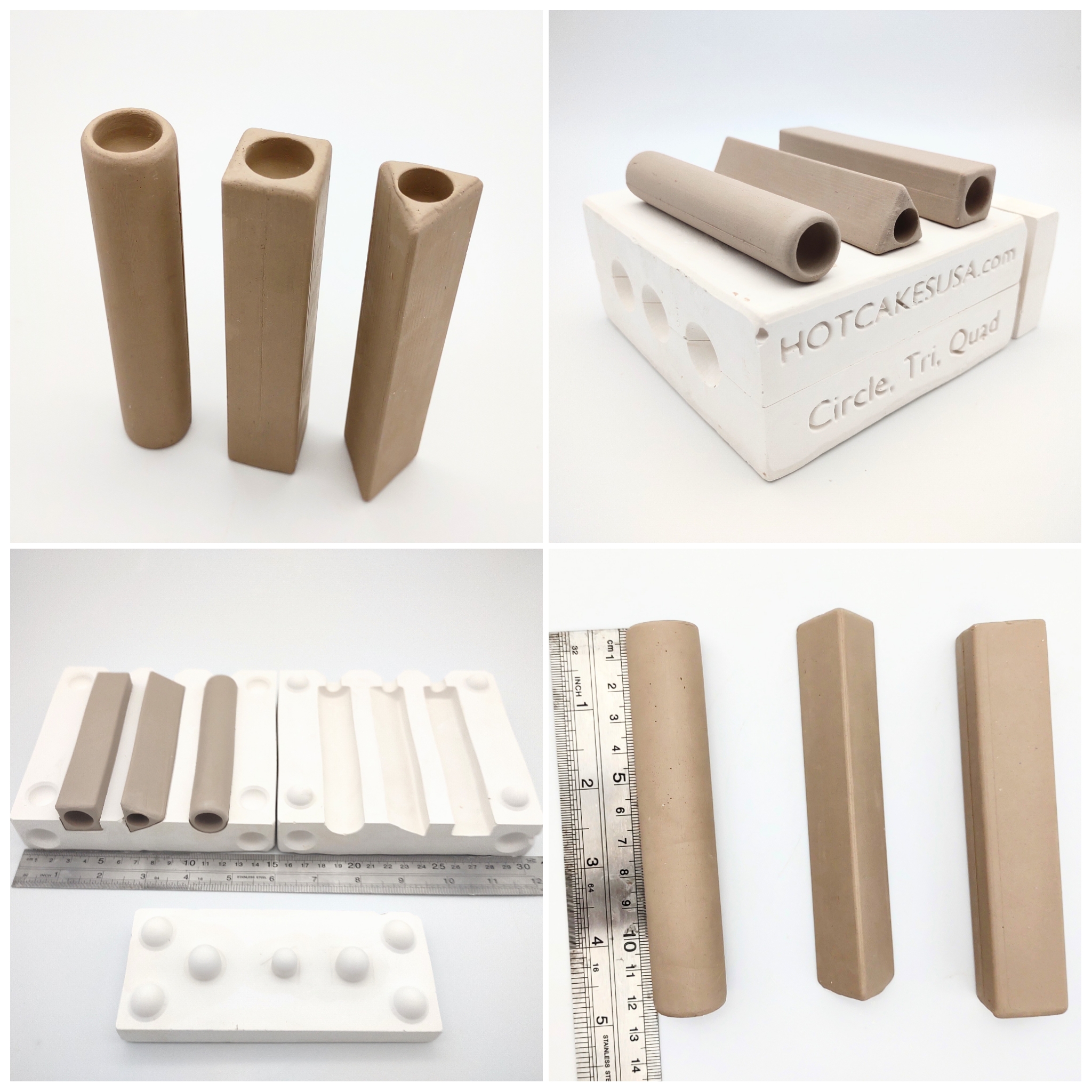 4" Chillum Shapes circle square tri Mold Ceramic Slip Casting Plaster ...