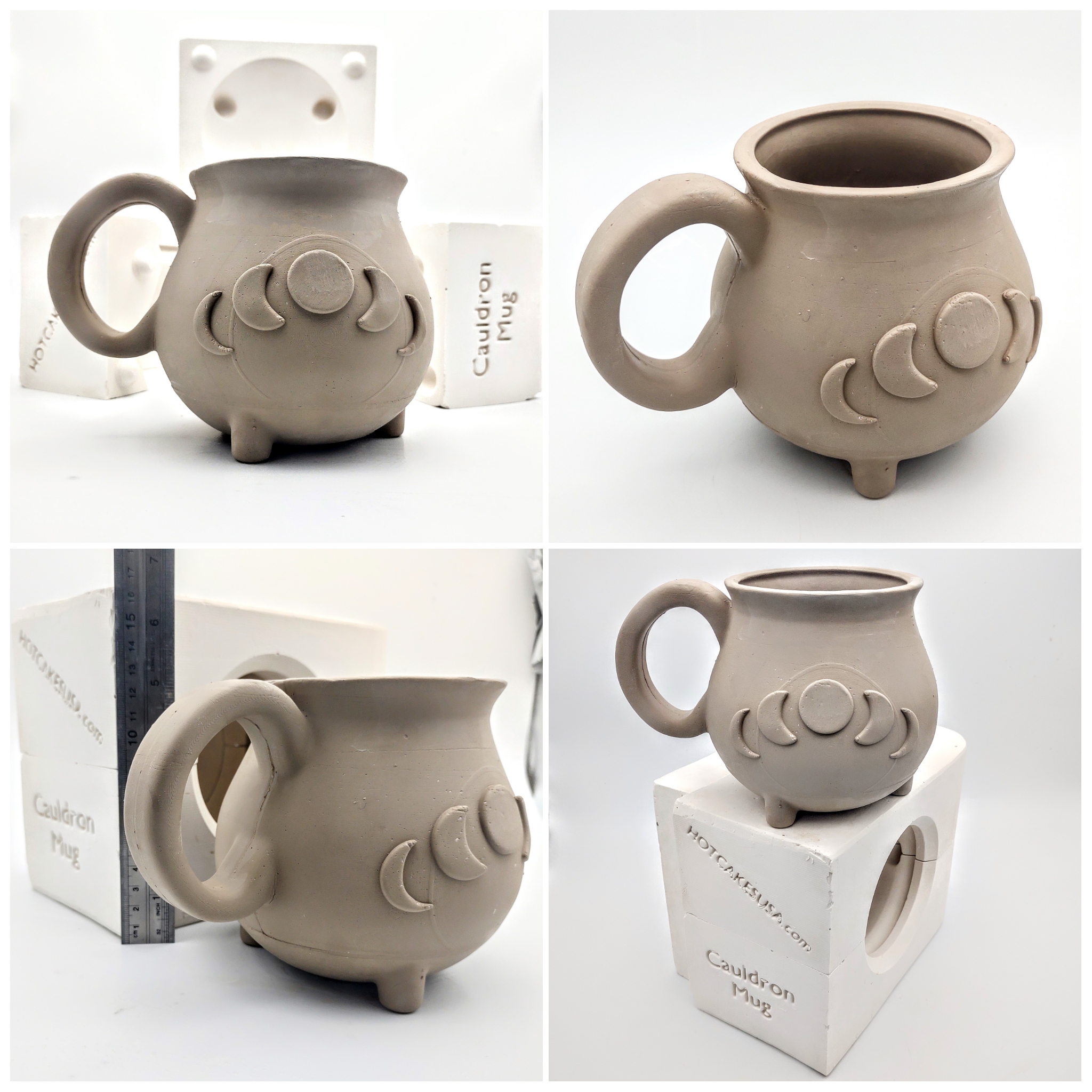 Moon Phase Cauldron Mug Mold Ceramic Slip Casting Plaster Molds ...